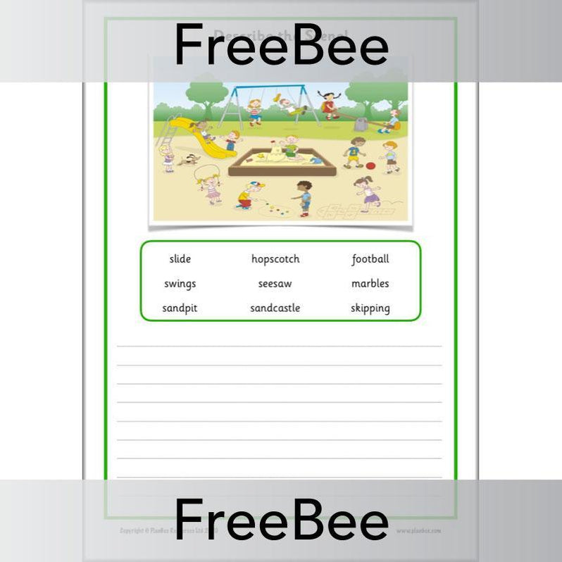 Describe the Scene KS1 Free PDF Worksheet by PlanBee