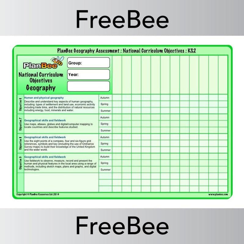 Free Geography KS2 Assessment Grid by PlanBee
