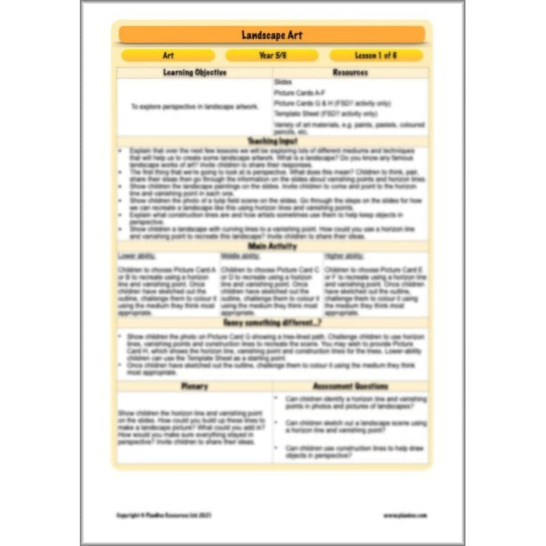Landscape Art KS2 Lesson Planning Pack by PlanBee