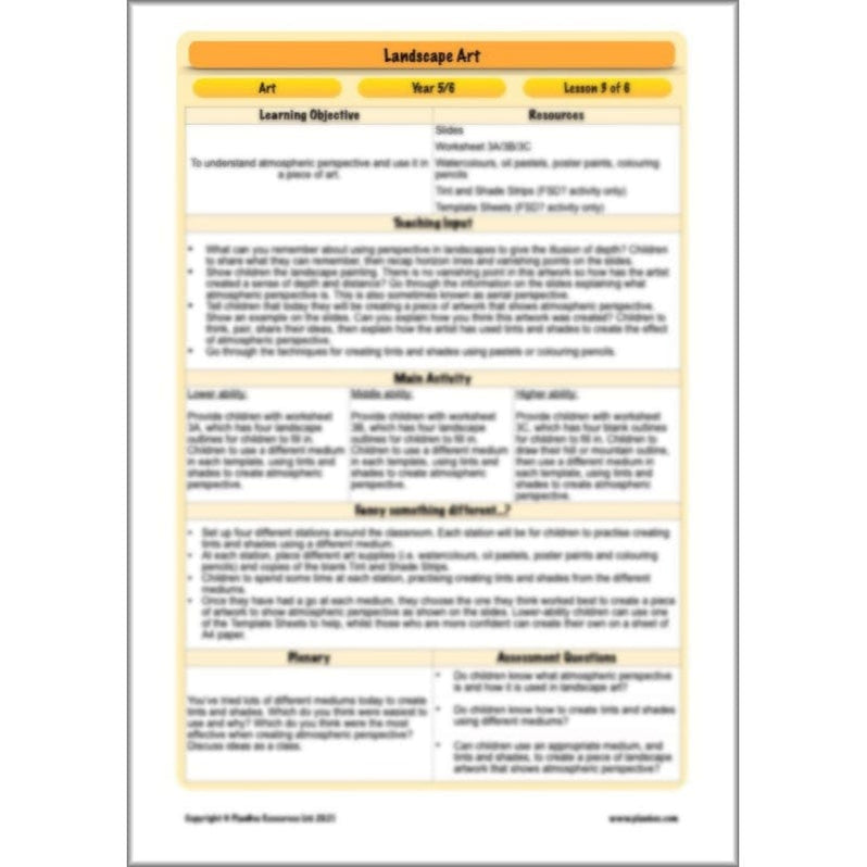 Landscape Art KS2 Lesson Planning Pack by PlanBee