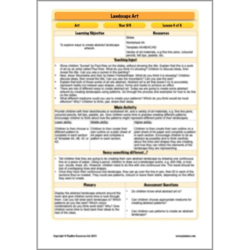 Landscape Art KS2 Lesson Planning Pack by PlanBee