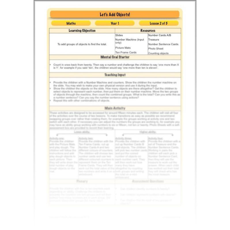 Year 1 Addition to 20 Adding Objects Maths by PlanBee