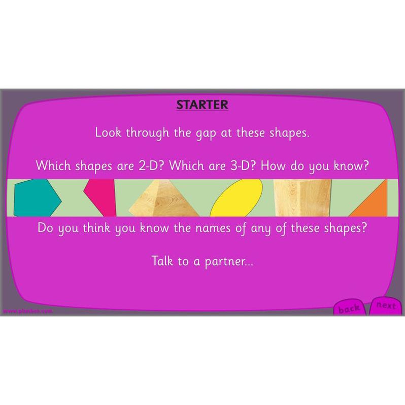 Explore 3D Shapes Year 2 Maths Lesson by PlanBee