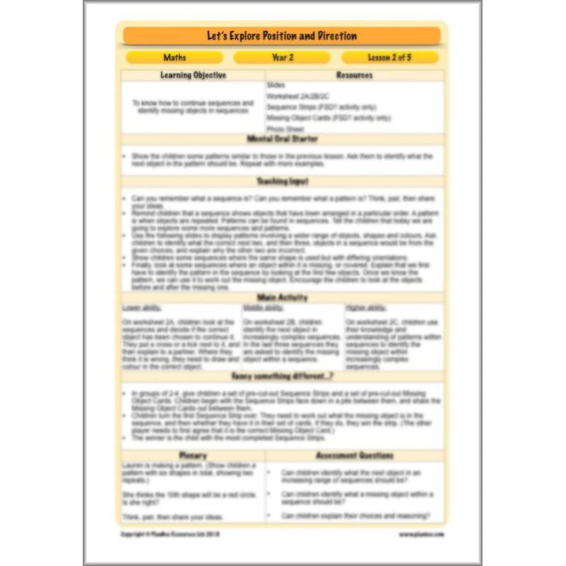 Explore Position and Direction Year 2 Maths | PlanBee