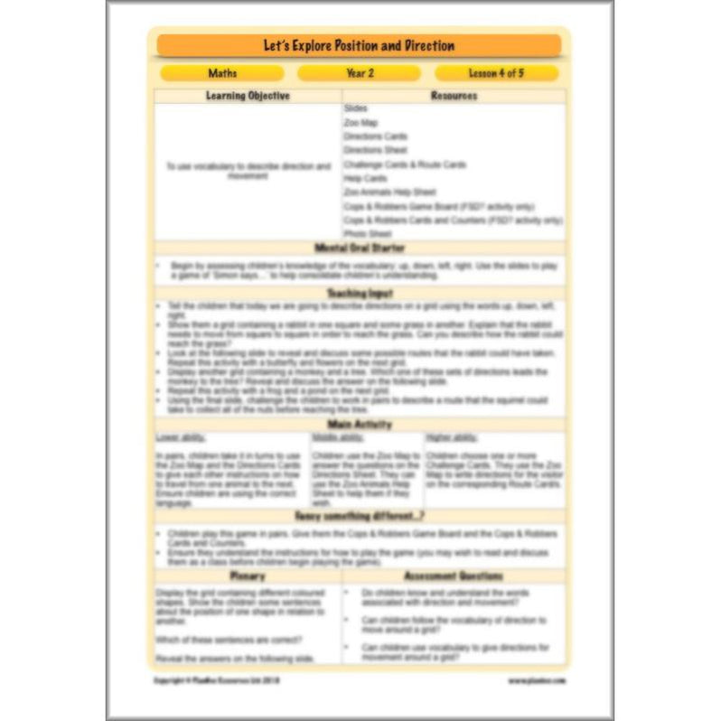 Explore Position and Direction Year 2 Maths | PlanBee