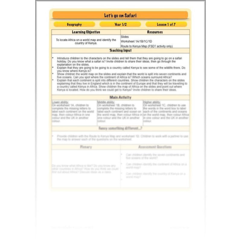Let's go on Safari: Kenya KS1 Geography Lesson Plans — PlanBee