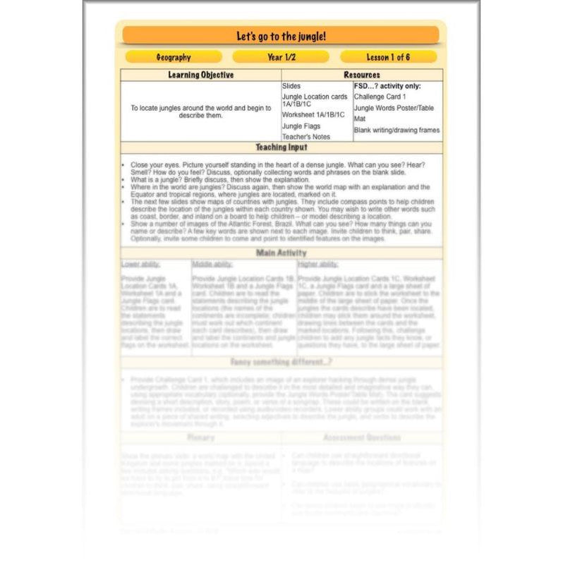 Tropical Jungle Activities for KS1 Geography by PlanBee