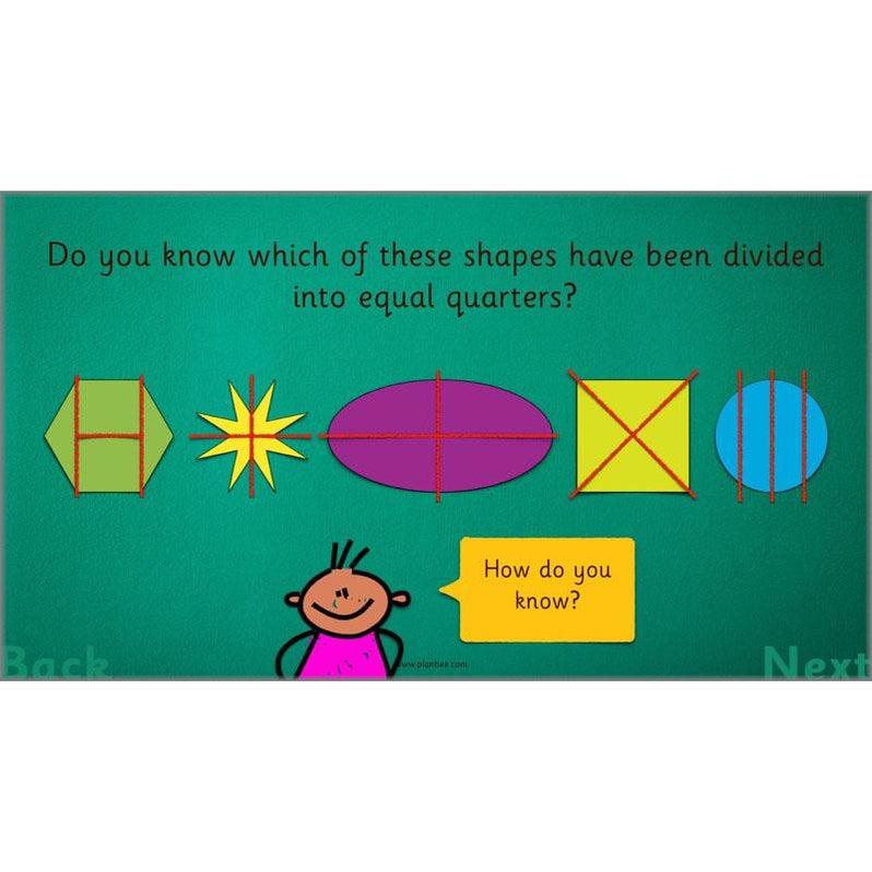 Let's halve and quarter! Year 1 Fractions by PlanBee