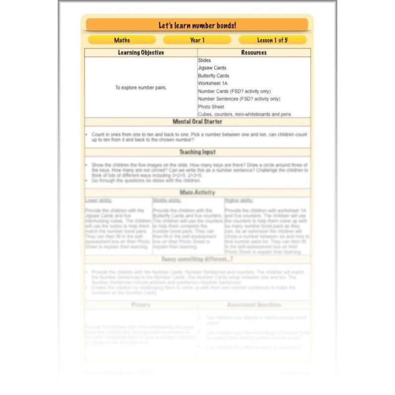 Let’s learn number bonds - KS1 complete planning — PlanBee