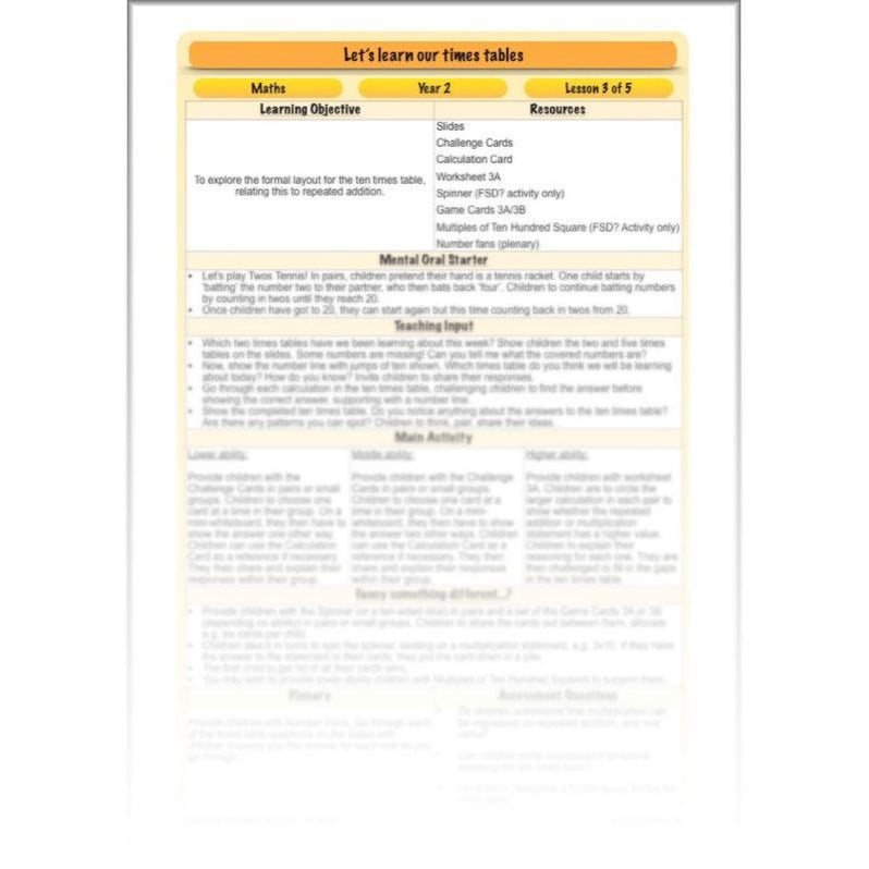 Learn Times Tables Year 2 Multiplication Pack by PlanBee