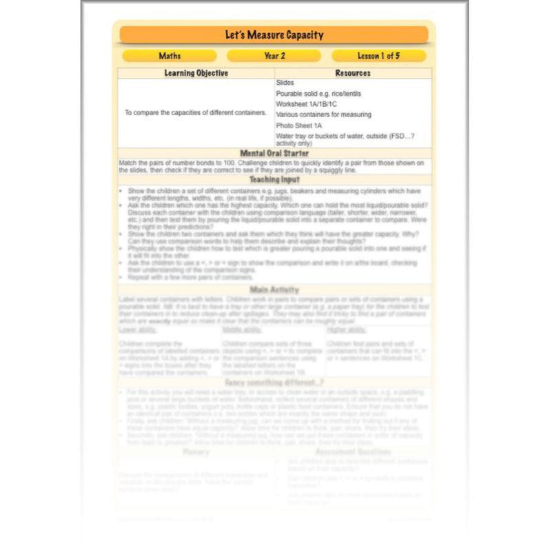 Let's measure capacity - Year 2 Maths planning and resources — PlanBee