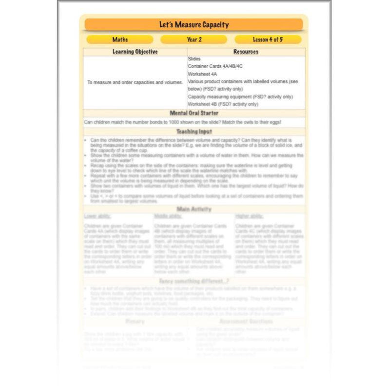 Let's measure capacity - Year 2 Maths planning and resources — PlanBee