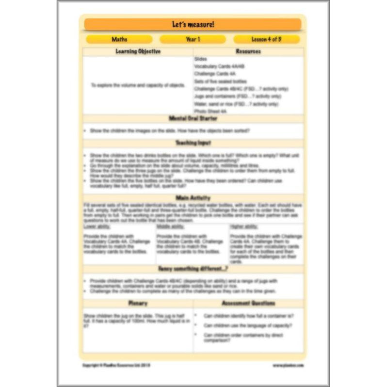 Let’s Measure Year 1 Maths Planning — PlanBee