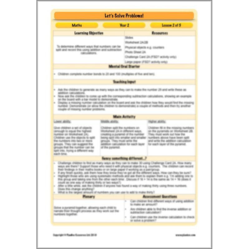 Let's Solve Problems: problem-solving Year 2 Maths — PlanBee