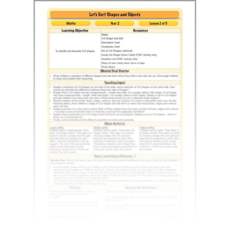 Sort Shapes and Objects: Year 2 shapes lesson by PlanBee