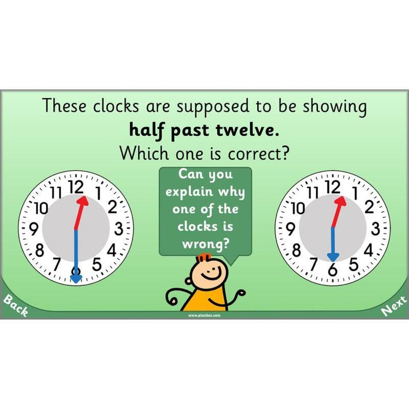 Tell the time to half past the hour Year 1 Maths by PlanBee