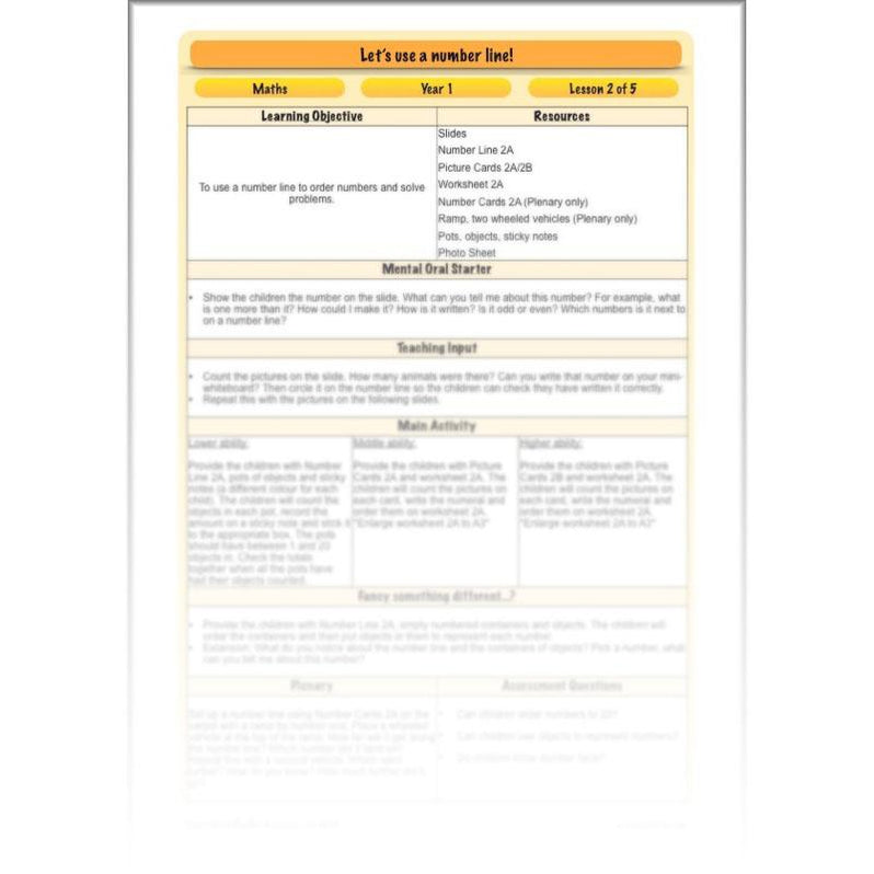Let’s use a number line KS1 Year 1 maths lessons by PlanBee