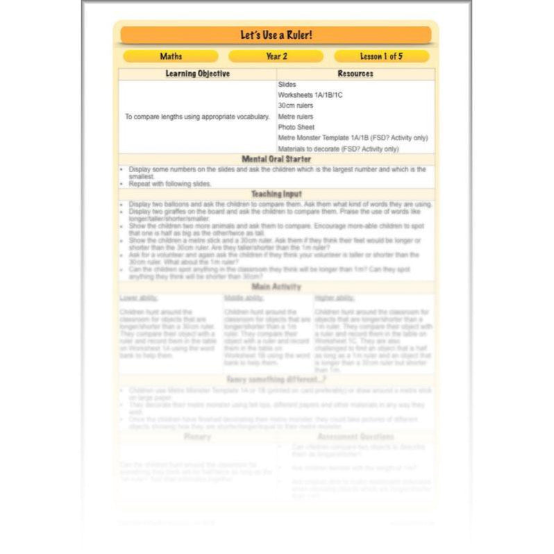 Let's Use a Ruler Year 2 KS1 Maths Planning by PlanBee