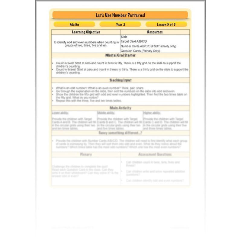 Let's use number patterns: Year 2 number sequences — PlanBee