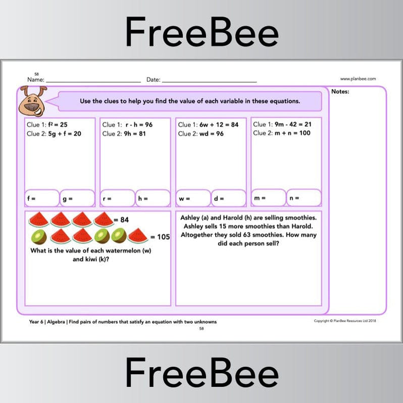 FREE Maths Assessment Taster Pack Year 1-6 by PlanBee