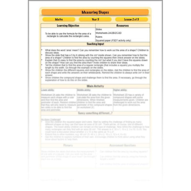 Measuring Shapes Year 5 Maths Planning by PlanBee