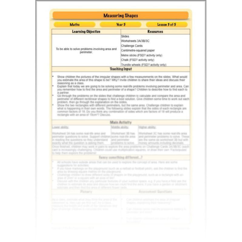 Measuring Shapes Year 5 Maths Planning by PlanBee