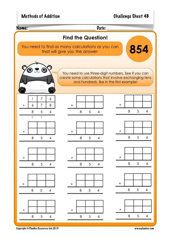 Methods of Addition Maths Lessons for Year 4 by PlanBee
