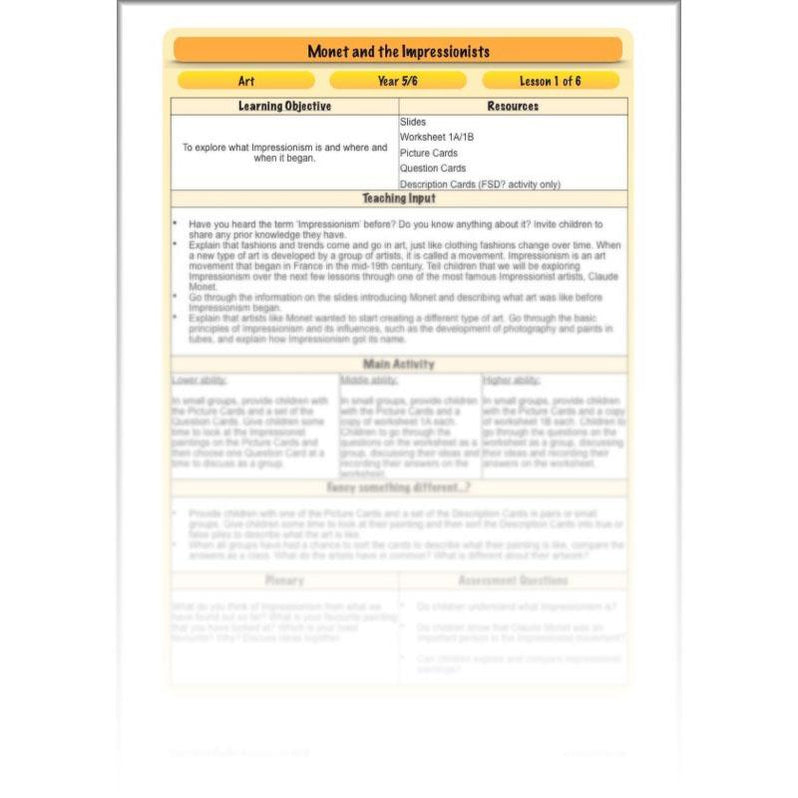 Claude Monet KS2 Impressionism Art Lessons for Year 5/6 — PlanBee