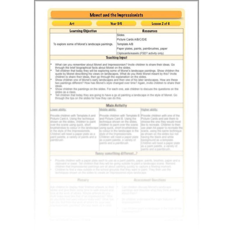 Claude Monet KS2 Impressionism Art Lessons for Year 5/6 — PlanBee
