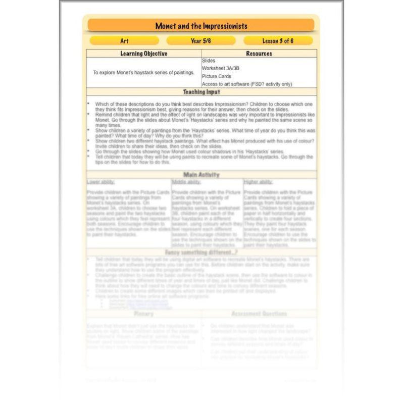 Claude Monet KS2 Impressionism Art Lessons for Year 5/6 — PlanBee