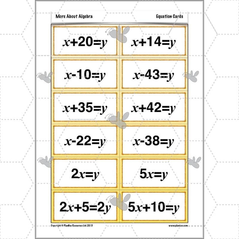 More About Algebra Year 6 algebra worksheets by PlanBee