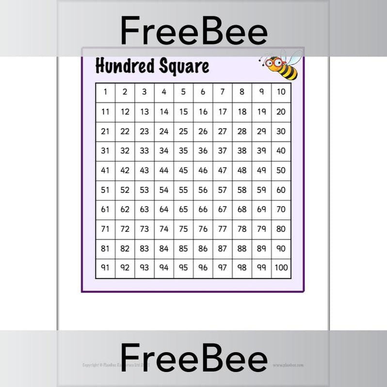 Free Printable Hundred Square Grid PDFs by PlanBee