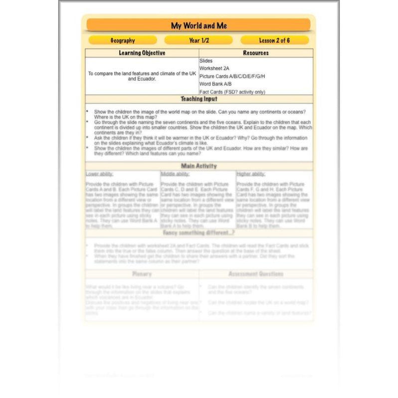 My World and Me Geography Lessons for KS1 by PlanBee