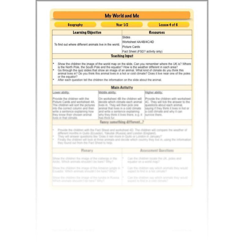My World and Me Geography Lessons for KS1 by PlanBee