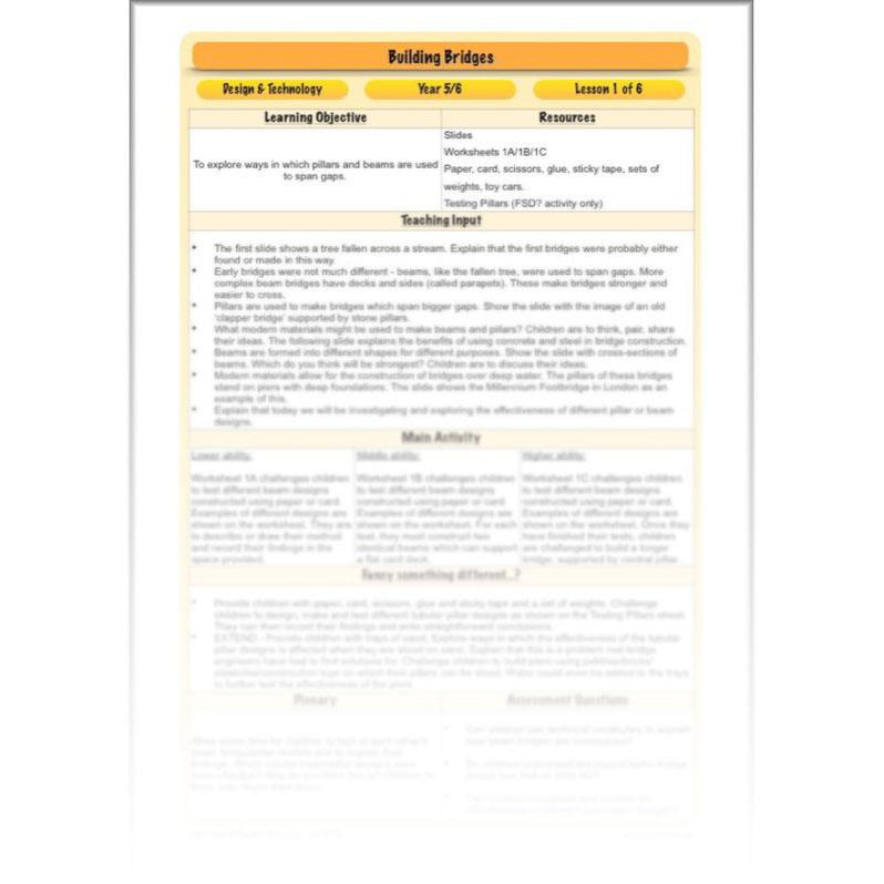 Building Bridges KS2 structures DT lessons by PlanBee