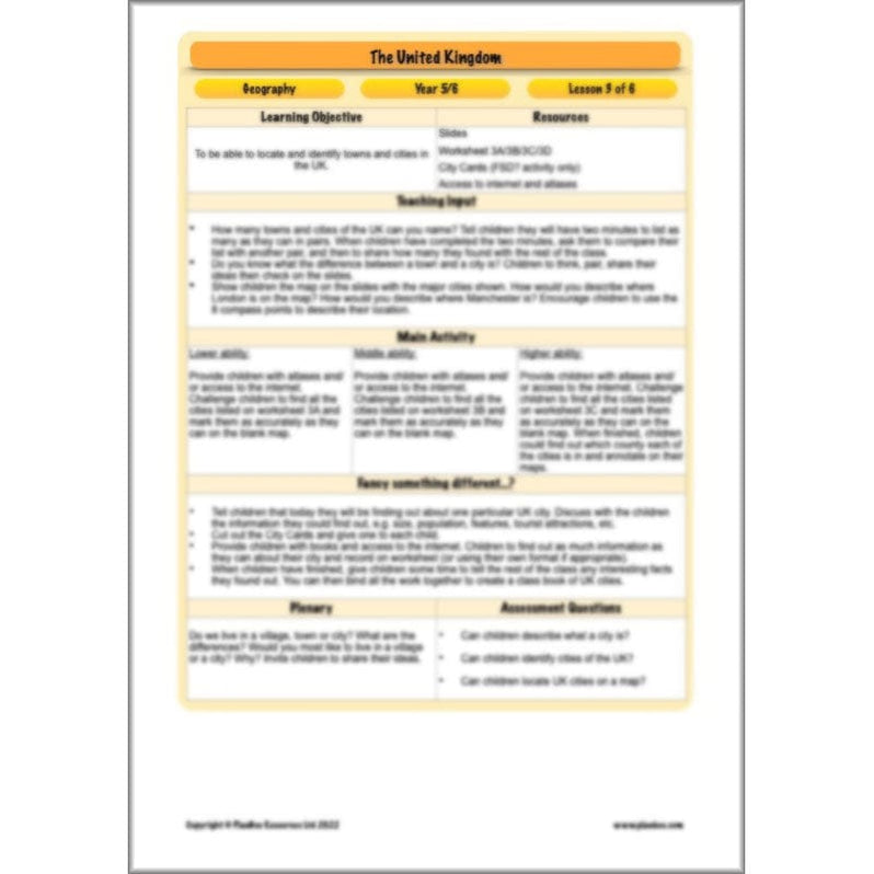 The United Kingdom KS2 Geography Planning Pack by PlanBee