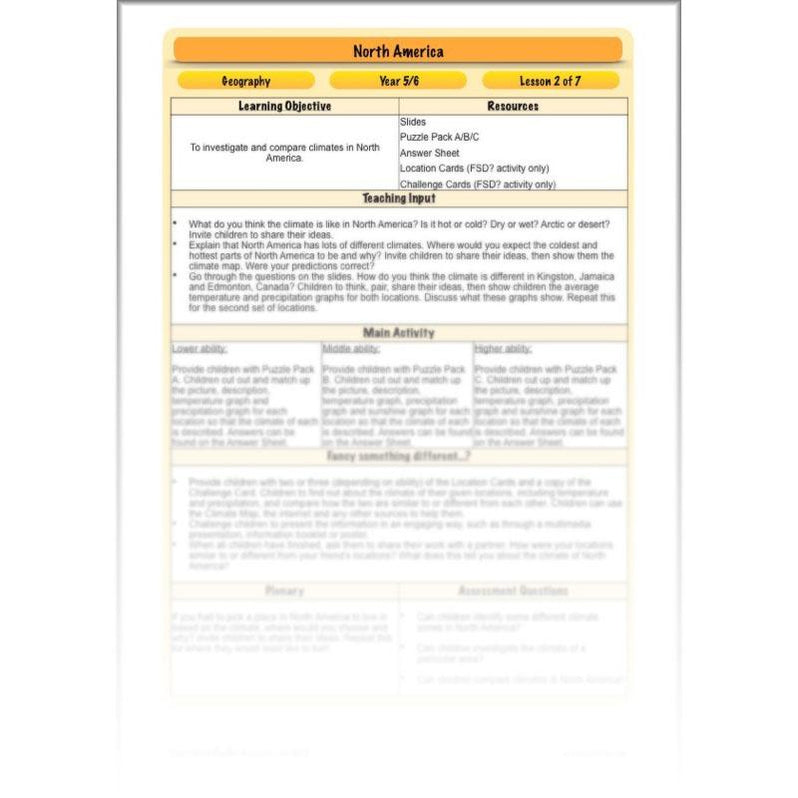 North America KS2 Geography Lesson Pack by PlanBee