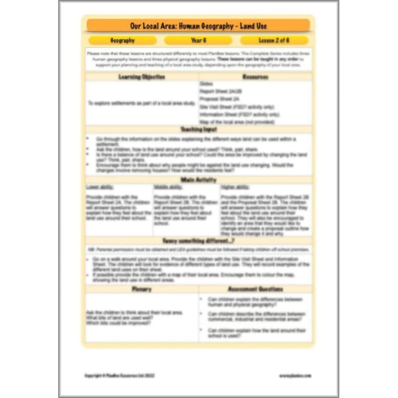 Our Local Area: Geography Planning and Resources for Year 6 — PlanBee