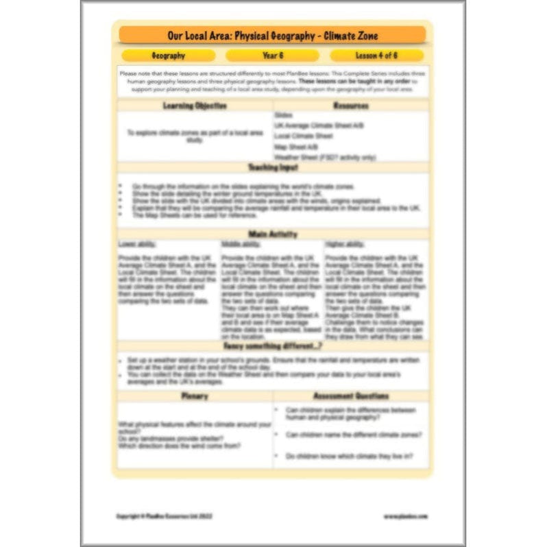 Our Local Area: Geography Planning and Resources for Year 6 — PlanBee