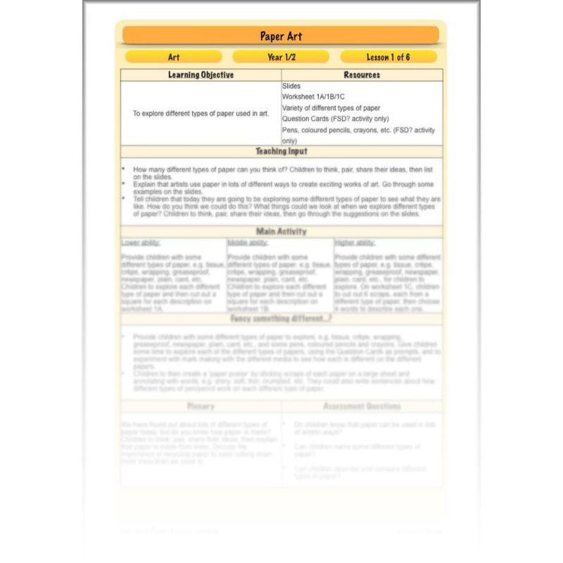 Paper Art Lesson - KS1 Art Lesson from PlanBee