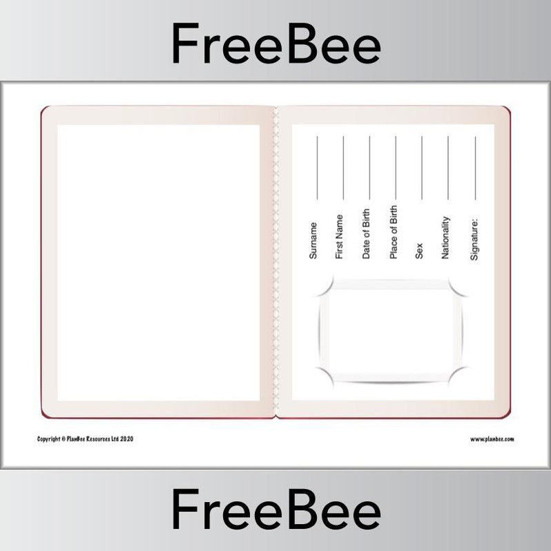 Passport Template Free PDF Resource by PlanBee
