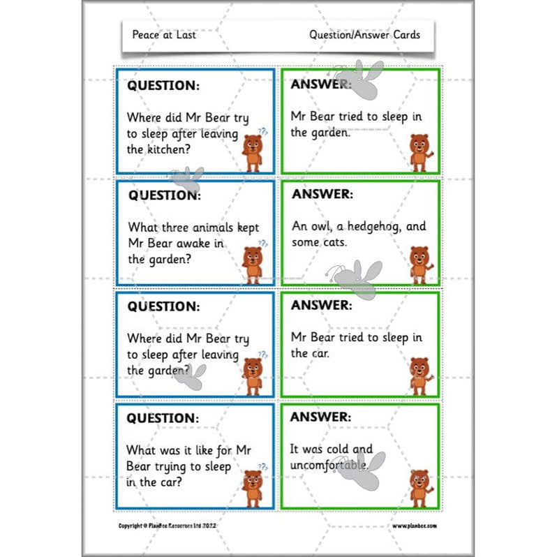 Peace at Last Activities KS1 Year 1 English lessons | PlanBee