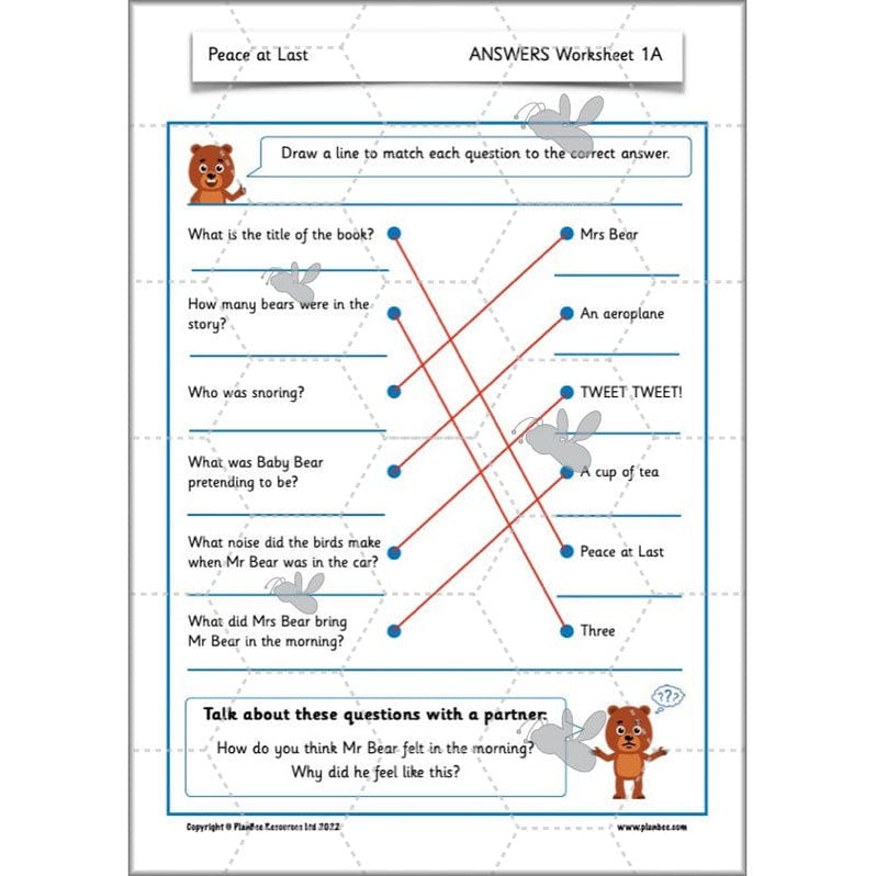 Peace at Last Activities KS1 Year 1 English lessons | PlanBee