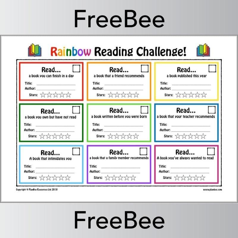 Free Rainbow Reading Challenge by PlanBee