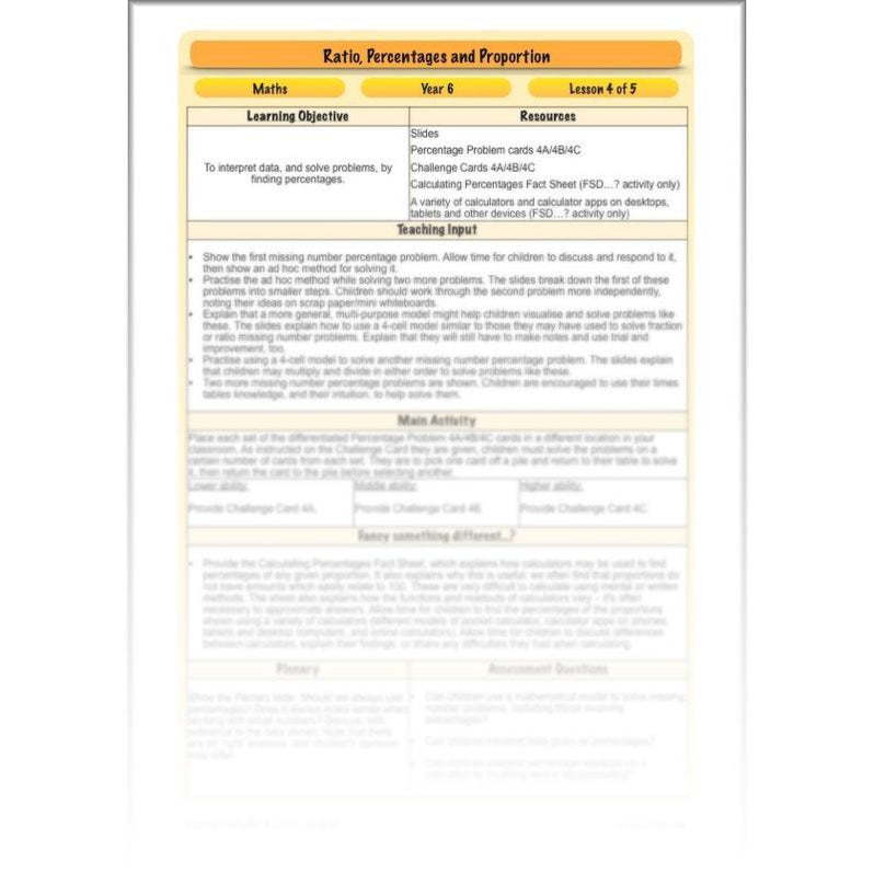 Ratio, Percentages and Proportion: Year 6 Maths — PlanBee
