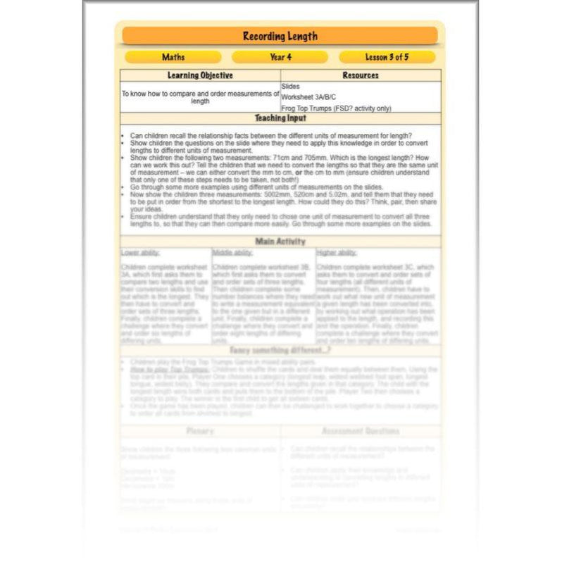 Recording Length - Measurement Maths Lessons for Year 4 — PlanBee