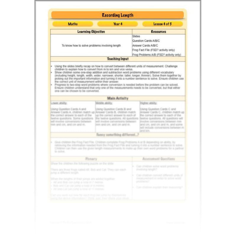 Recording Length - Measurement Maths Lessons for Year 4 — PlanBee