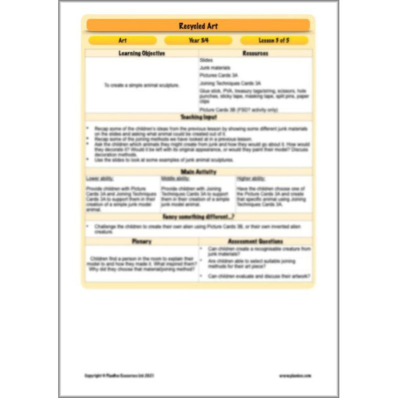 Downloadable Recycling Art Lessons for KS2 by PlanBee