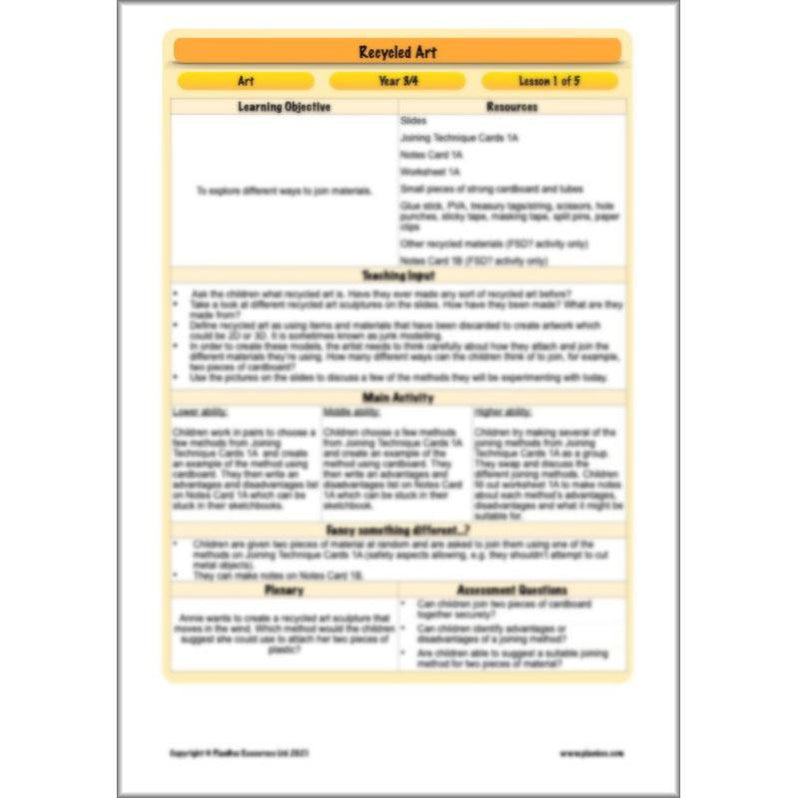 Downloadable Recycling Art Lessons for KS2 by PlanBee