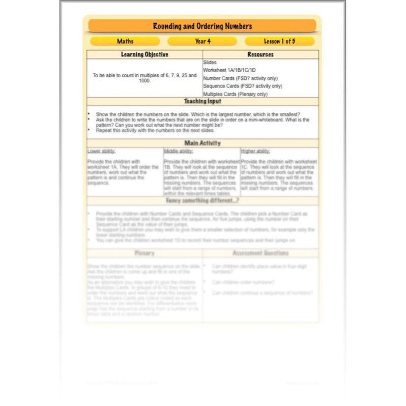 Rounding and Ordering Numbers Year 4 Place Value by PlanBee